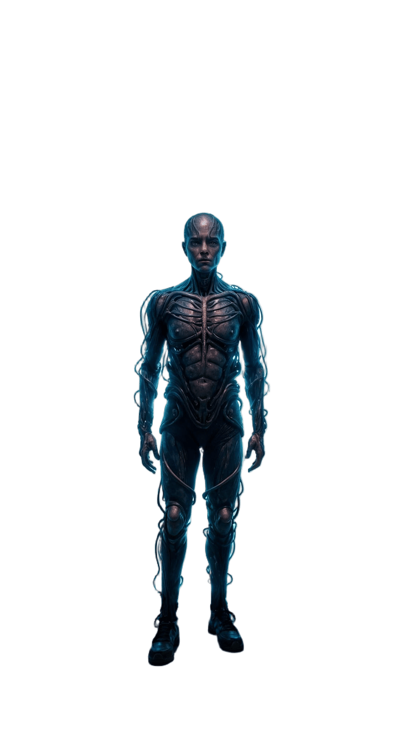 Humanoid Figure Transforms into Mutated Form - AI Art