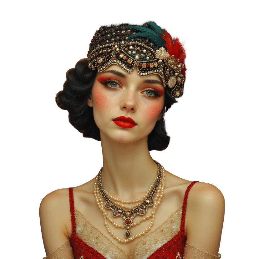 1920 flapper girl face - Flapper Girl Face in 1920s Style