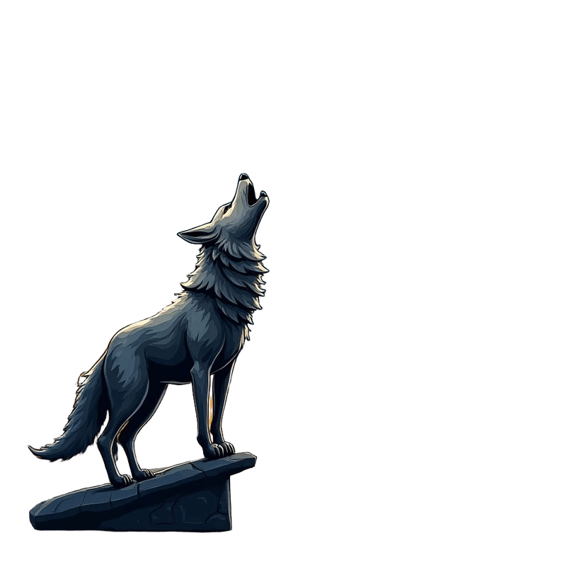 Grey Wolf Howling in Warsaw: Cubist Art Deco Paint... - AI Art