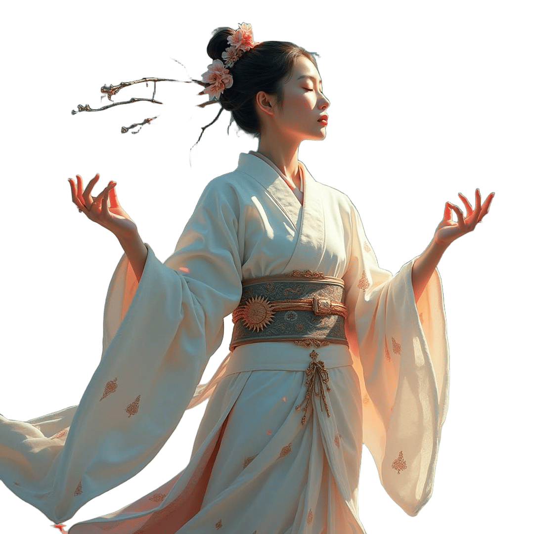 Japanese Woman Embodies Serenity in Haori Robes - AI Art