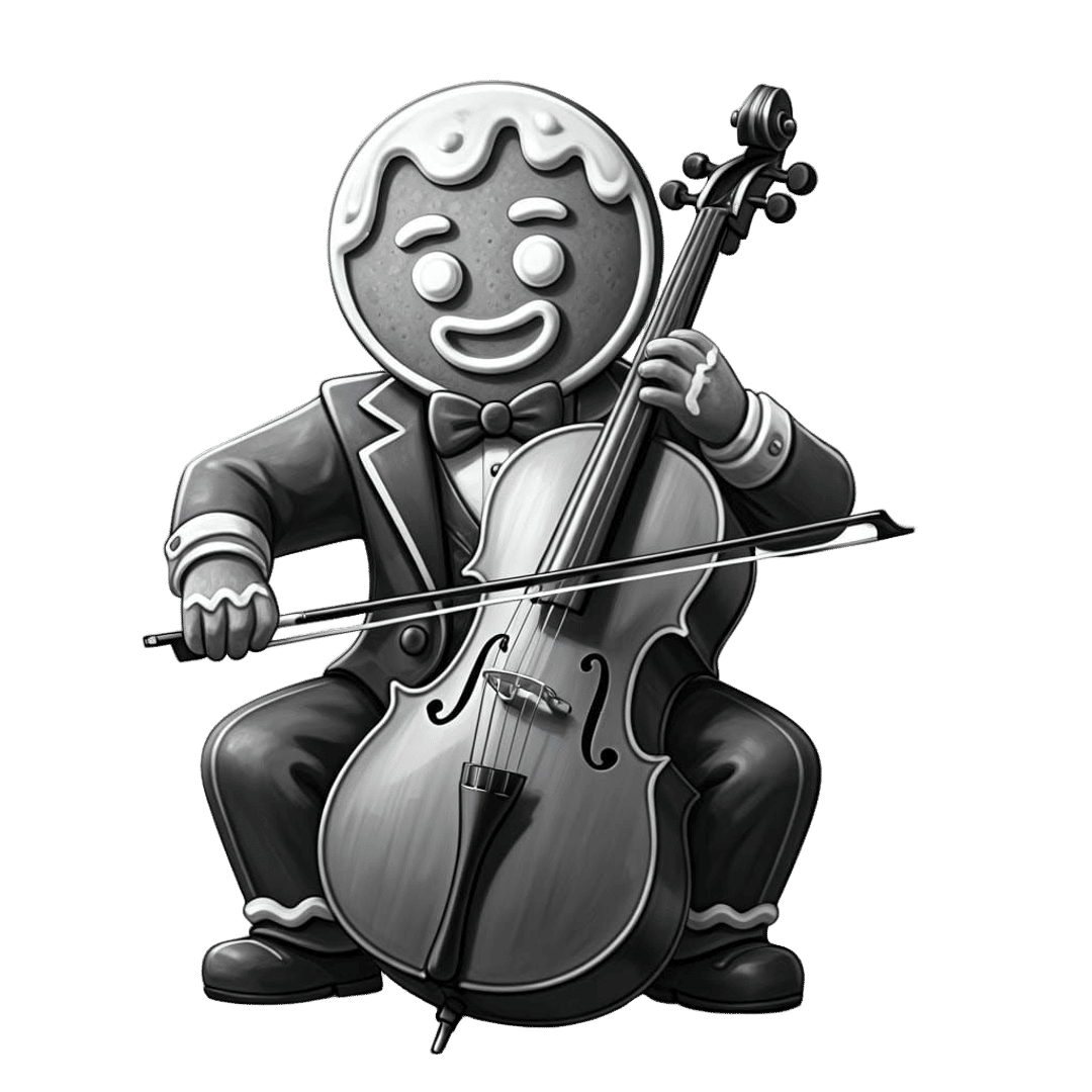 Hyperdetailed Gingerbread Man Plays Cello in Charc... - AI Art