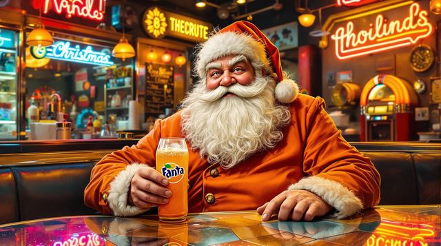 Fanta Claus - Vibrant Santa Claus in Diner Attire, Inspired ...