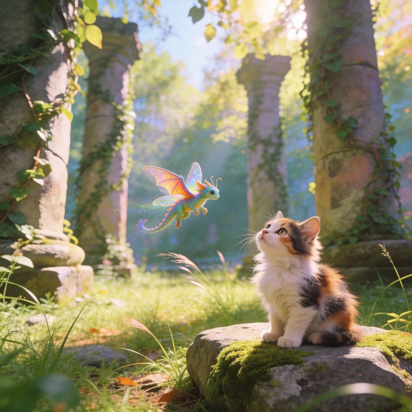Ethyl and the Dragon - Fluffy Cat Meets Tiny Fairy Dragon in...