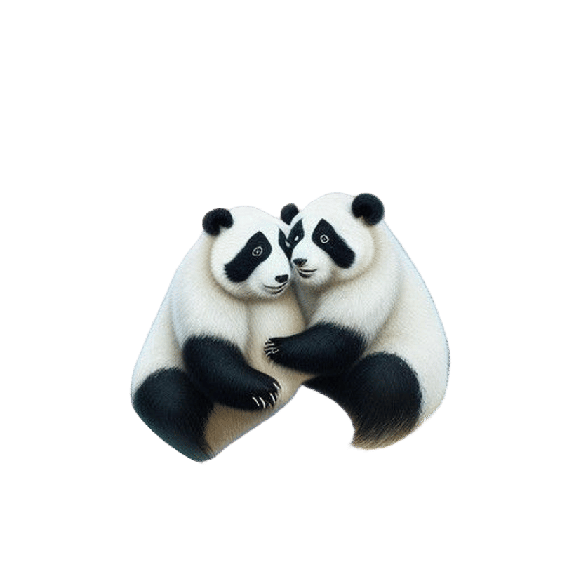 Whimsical two pandas hugging and kissing, magical, Anna Silivonchik ...