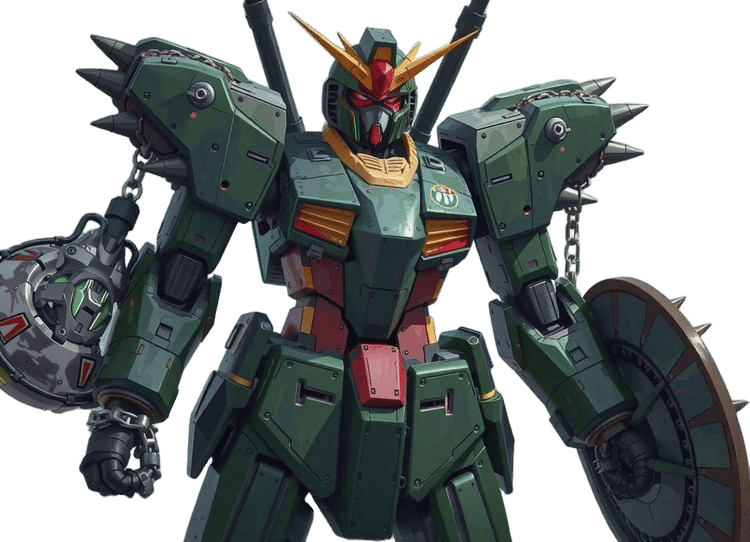 Chained Gundam Mobile Suit with Bladed Shield - AI Art