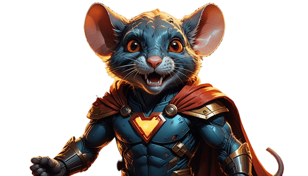 a cartoon Mouse fighting a cartoon devil