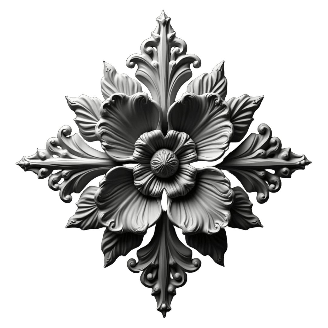 Hyperrealistic Baroque Flower Ornament in Grayscal... - AI Art