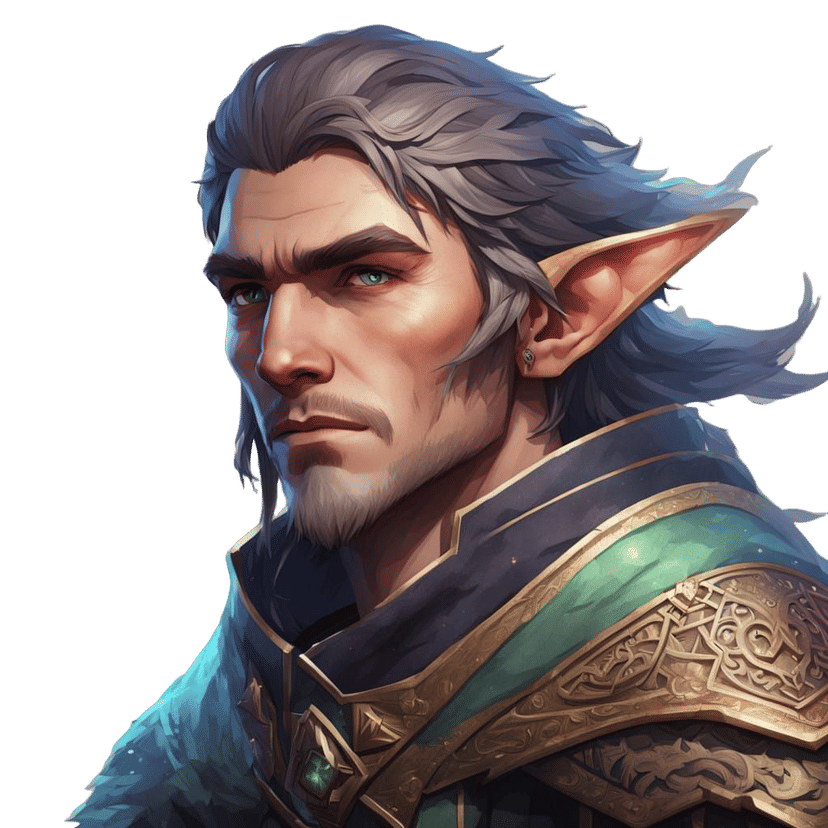 Ancient Elf Concept Art Portrait in Triadic Colors - AI Art