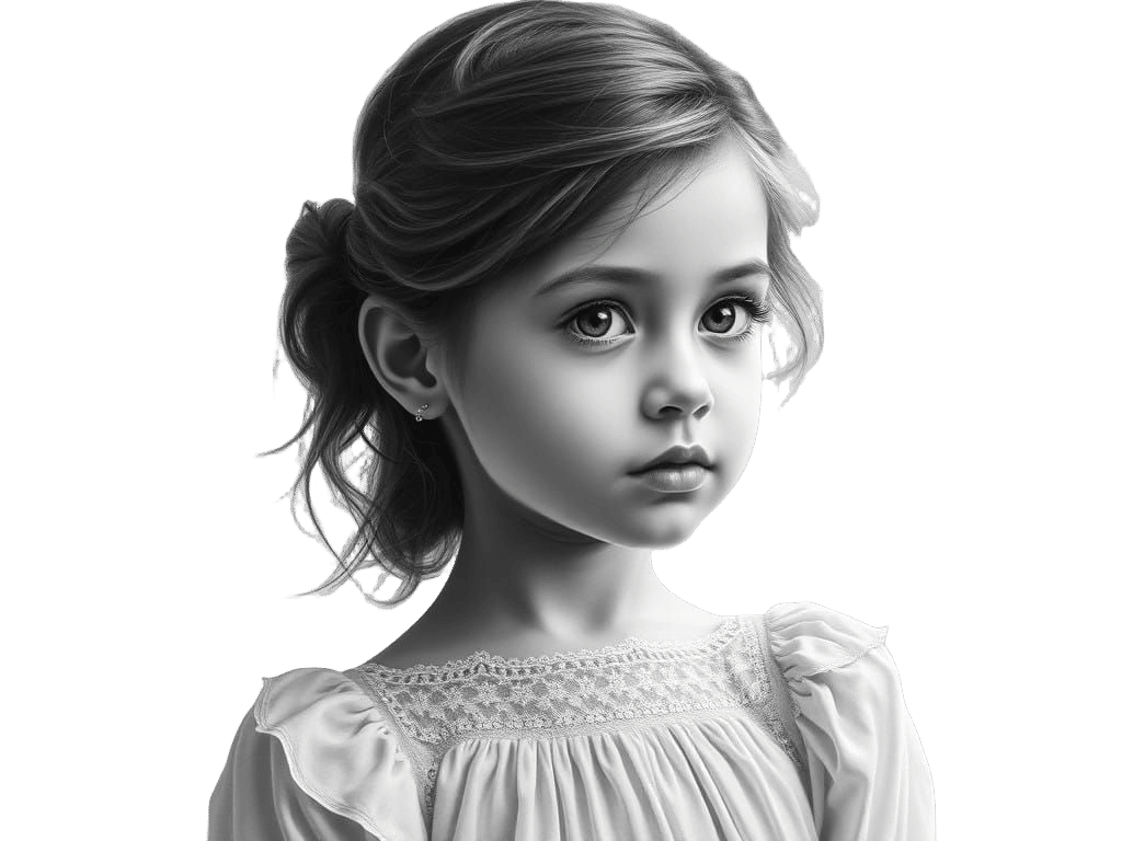 Young Girl in Hyper-Realistic Charcoal Drawing - AI Art