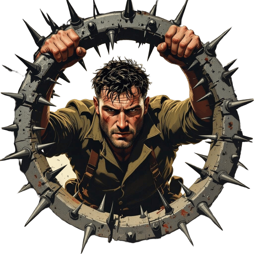 Survivor Climbs Through Spiked Hole - AI Art