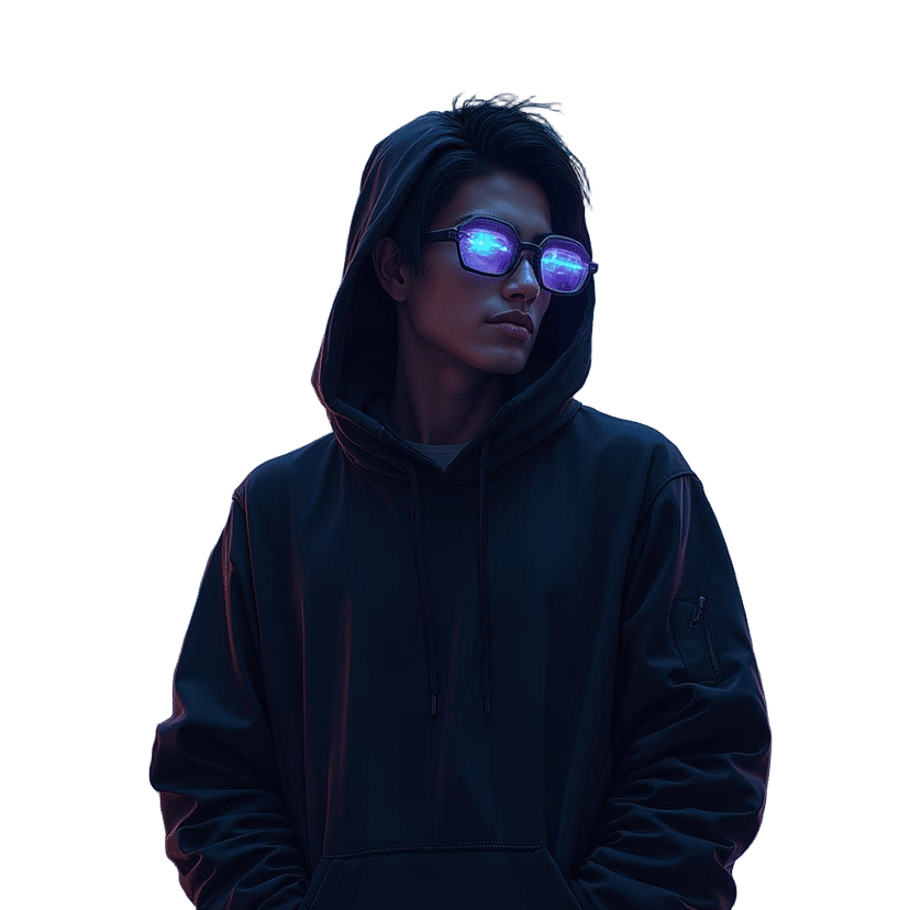 Tech Enthusiast in Cyberpunk Cityscape, Neon Art - AI Art