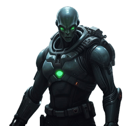 Alien Mercenary in Dystopian Sci-Fi Fantasy - AI Art