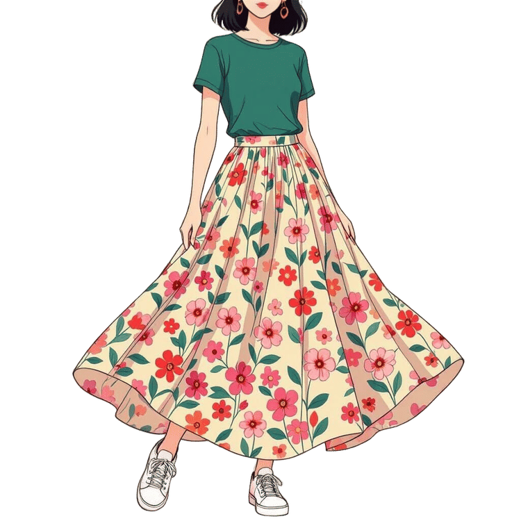 Ran Mouri in Floral Skirt, Pop Art Style - AI Art