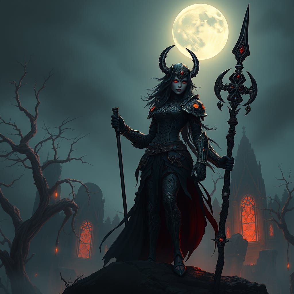 Blood Hunter of the Lycan Order Under Full Moon - AI Art