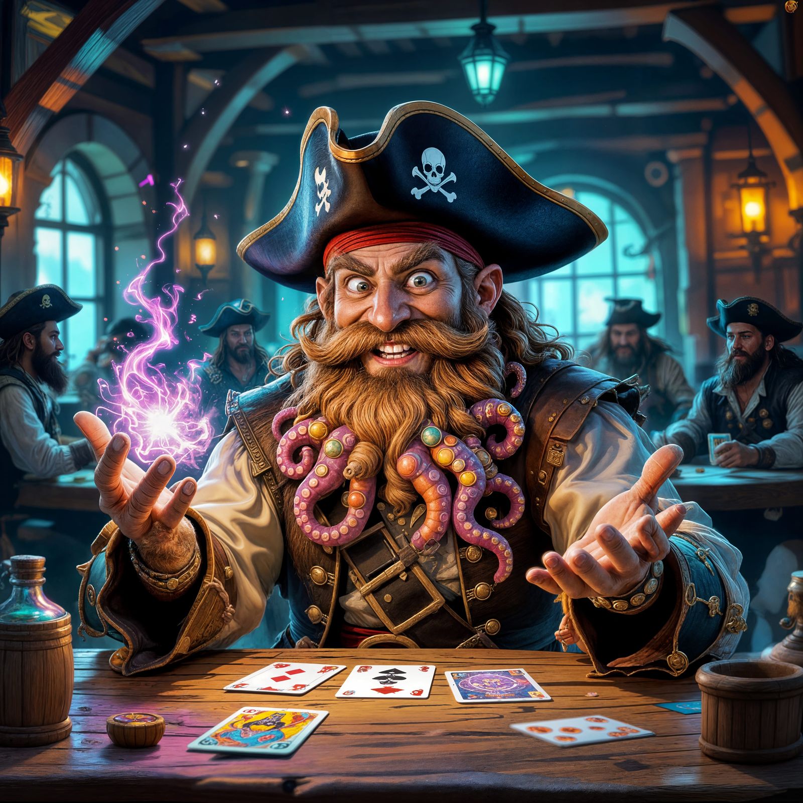 Pirate Tavern Card Game in Concept Art Style - AI Art