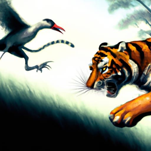 Tiger chasing a bird - AI Generated Artwork - NightCafe Creator