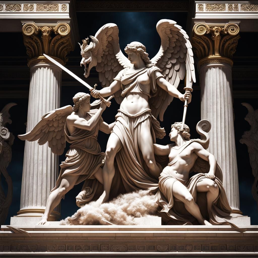 An Angel persuaded by the Devil on her shoulder - AI Generated Artwork ...