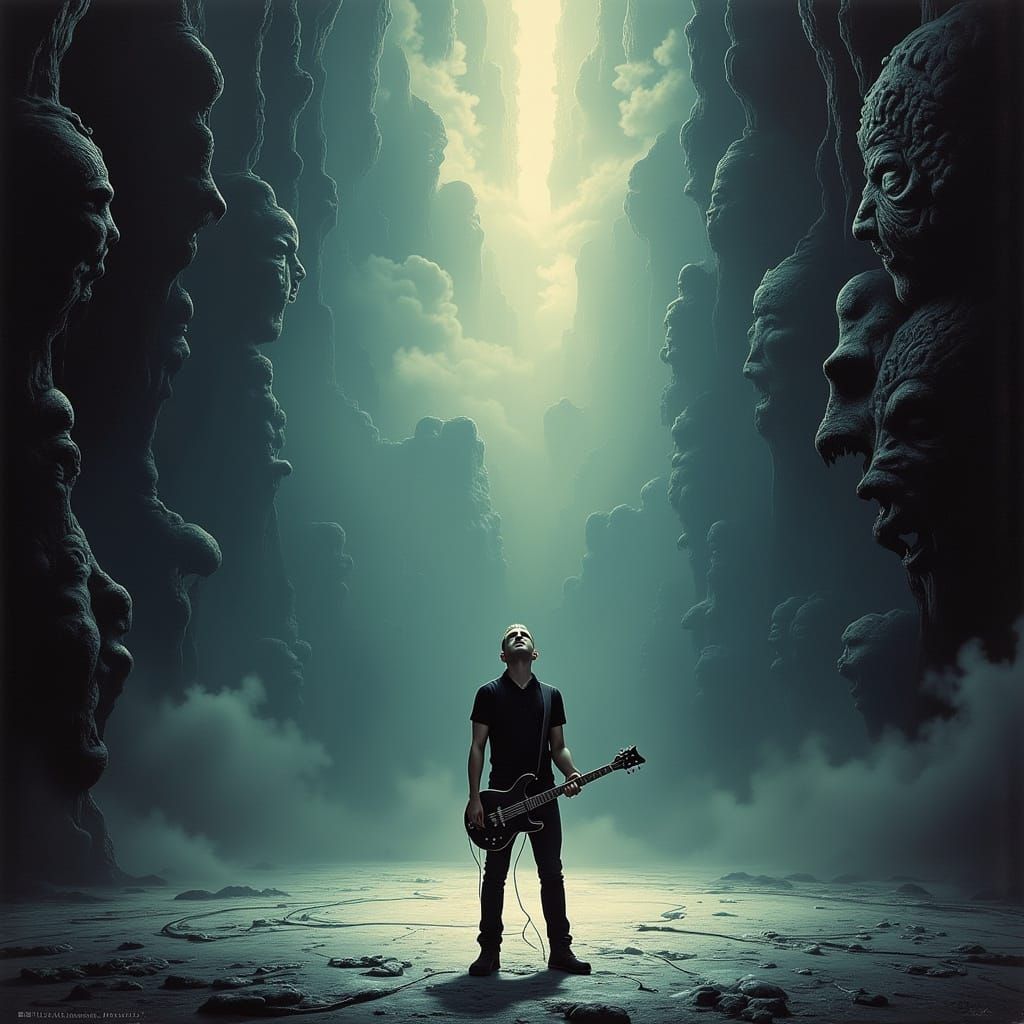 Moody Metallica Stage Performance in Retro Rock St... - AI Art