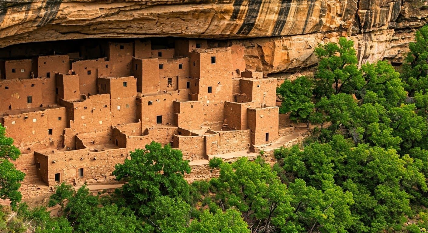 New Mexico pueblo cliff village - Adobe Pueblo Village in Ne...