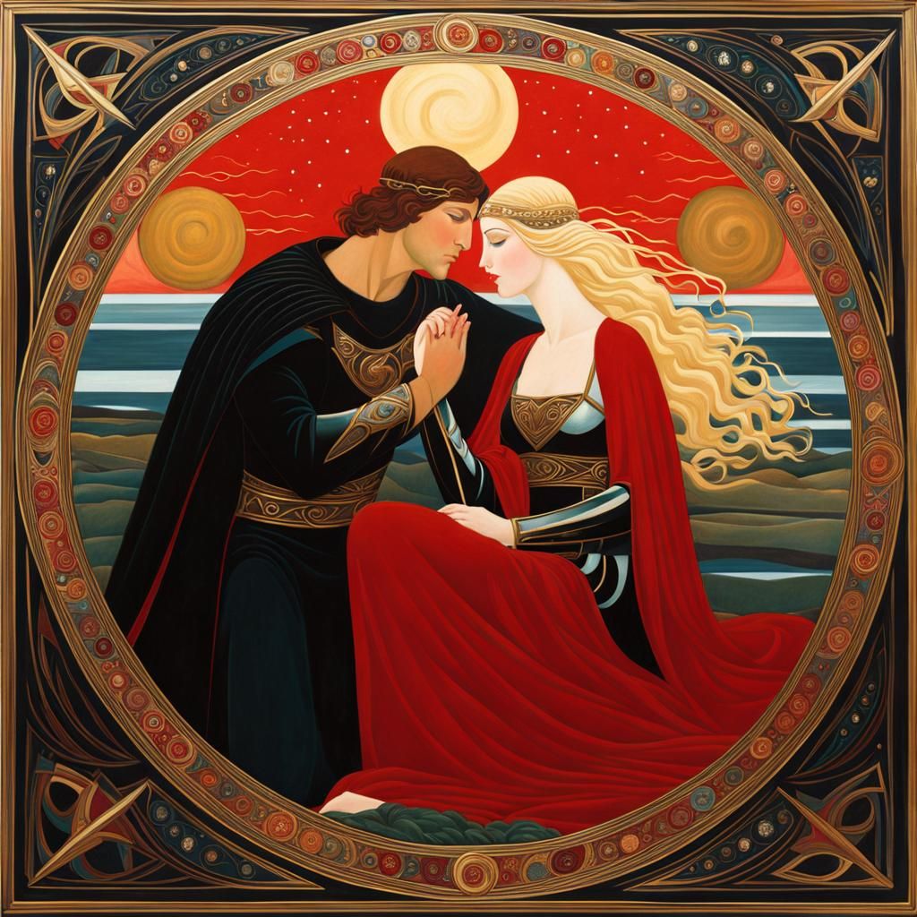 Tristan and Isolde in the style of John Duncan - AI Generated Artwork ...