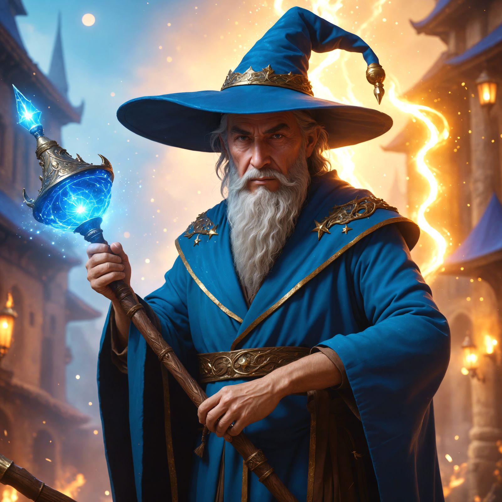 Great old wizard with a magical staff - AI Generated Artwork ...
