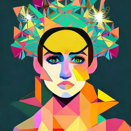Portrait of a fairytale geometric girl - AI Generated Artwork ...