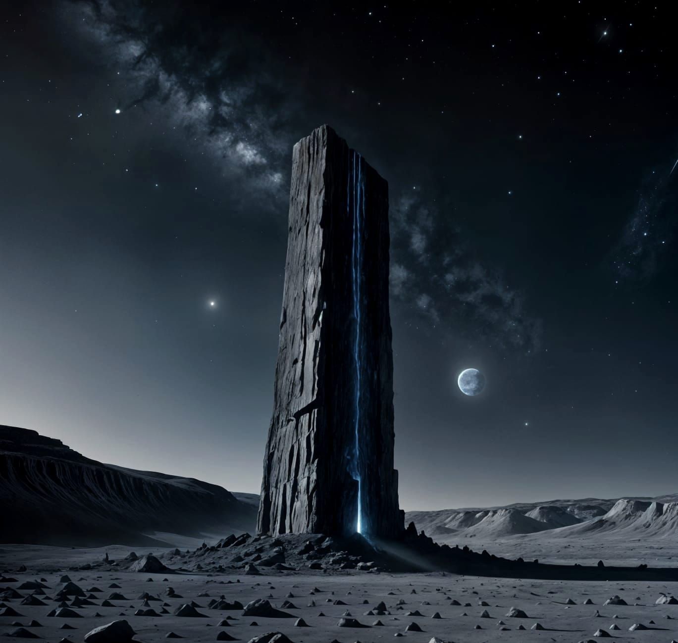 Monolith site on the moon - Moonlit Monolith in Epic Cinemat...