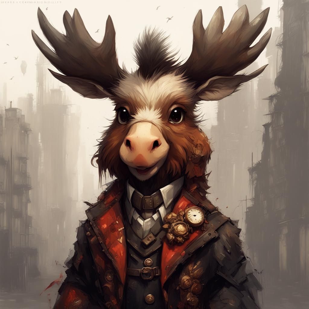 Chibi adorable gorgeous anthropomorphic half moose half rooster ...