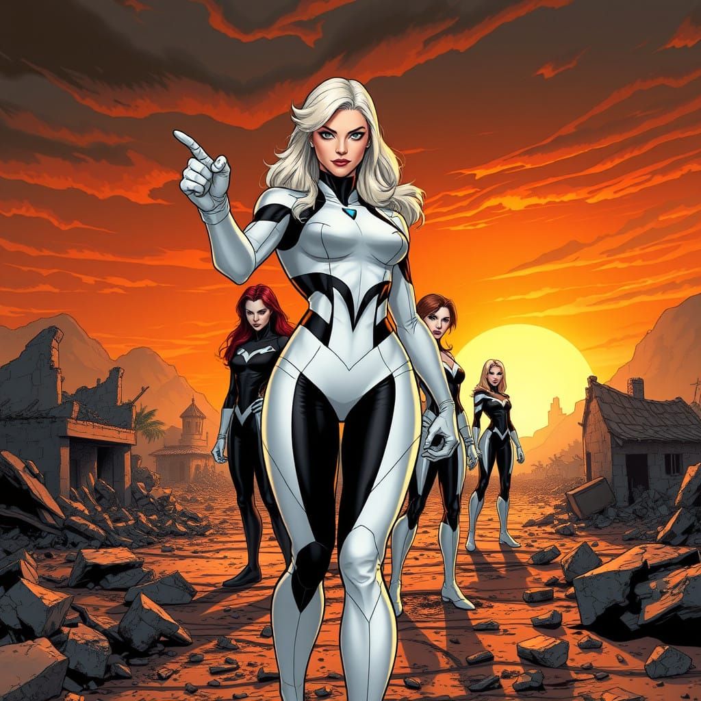 Emma Frost Leads Villainous Charge in Destroyed Vi... - AI Art