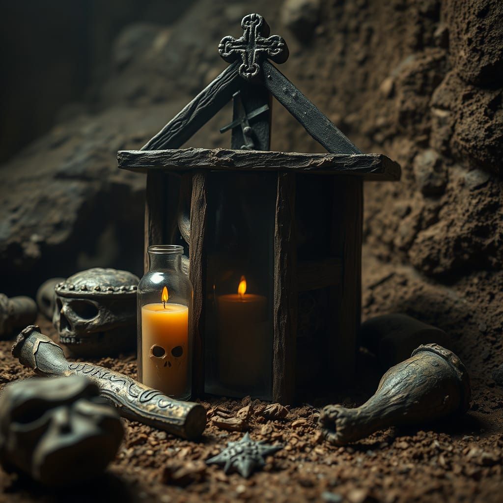 Ancient Baltic Pagan Relics in Muted Earthy Hues - AI Art