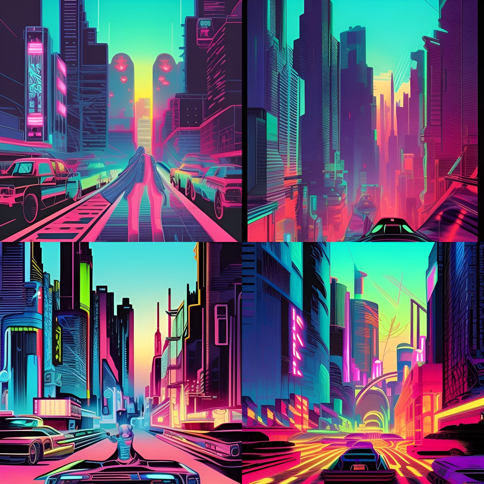 neon avenue synthwave effect - AI Generated Artwork - NightCafe Creator