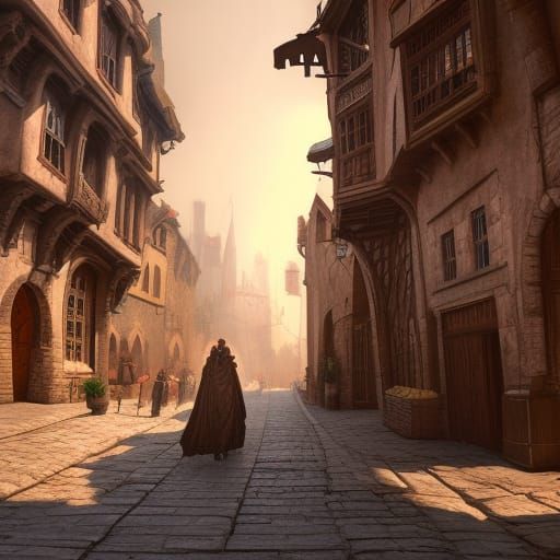 medieval city street view - AI Generated Artwork - NightCafe Creator