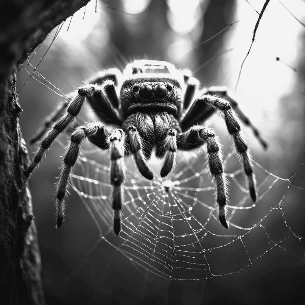 una tarantila - Surreal Portrait of a Tarantula Weaving its...