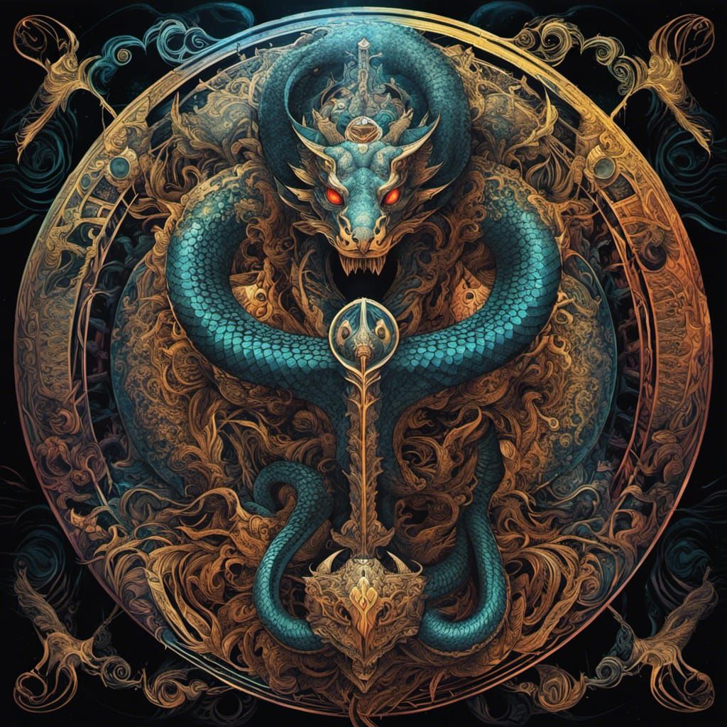 Snake dragon sigil - AI Generated Artwork - NightCafe Creator