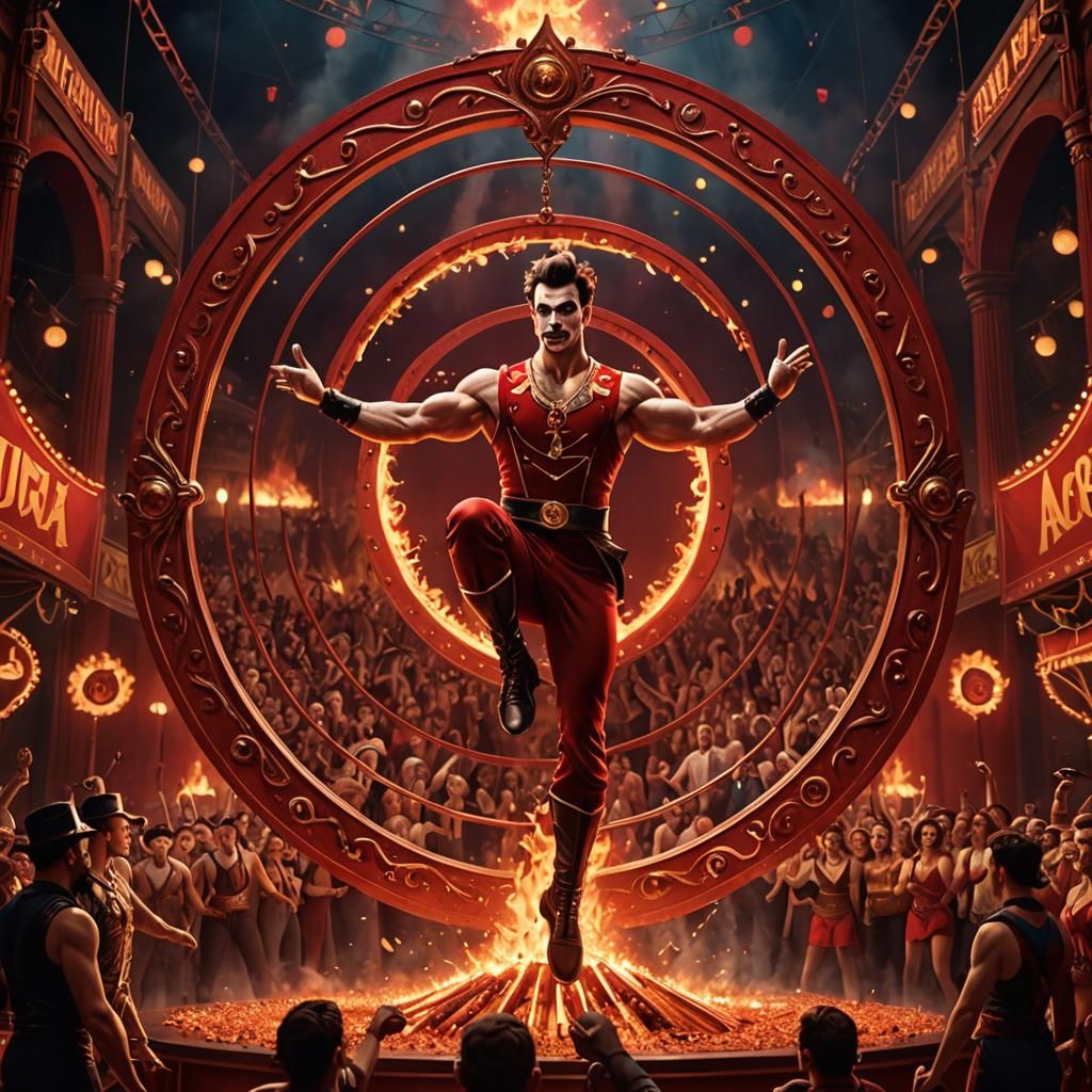 Daredevil Stunt: Acrobat within Fire Circle - AI Generated Artwork ...
