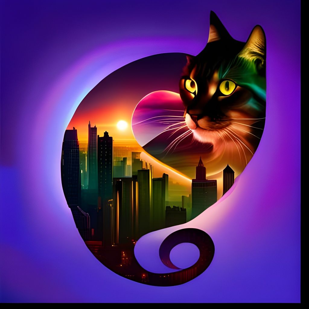 Collage in the shape of a cat silhouette, made up of overlapping cat ...