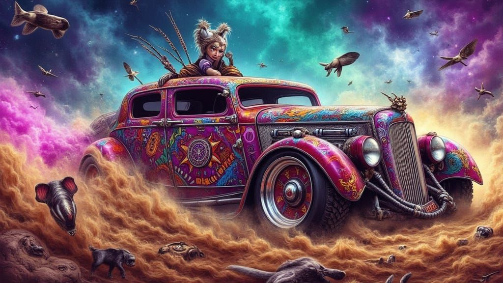 Southern Fantasy Car in Punk Rock Style with Gothi... - AI Art