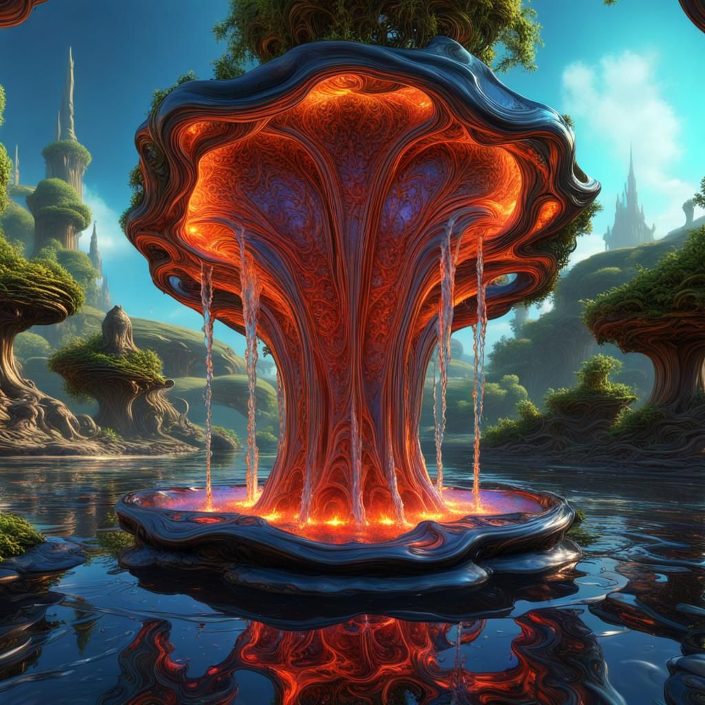 Alien Water Fountain - AI Generated Artwork - NightCafe Creator