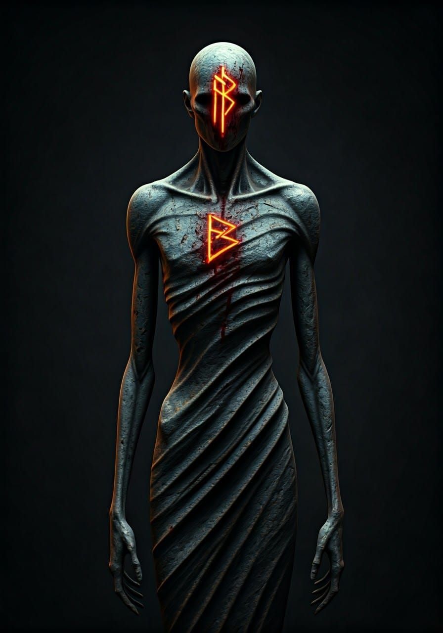 Cursed Statue 2 - Ethereal Gothic Monstrosity with Dark Rune