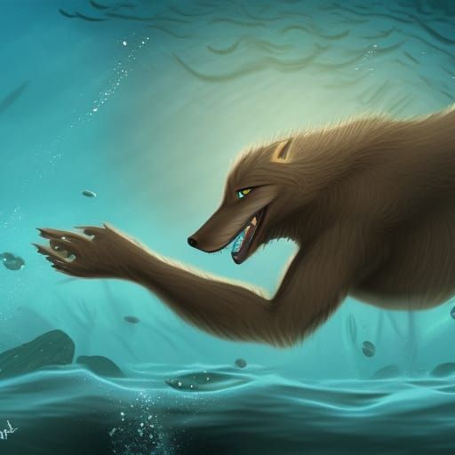 Furry werewolf swimming underwater - AI Generated Artwork - NightCafe ...