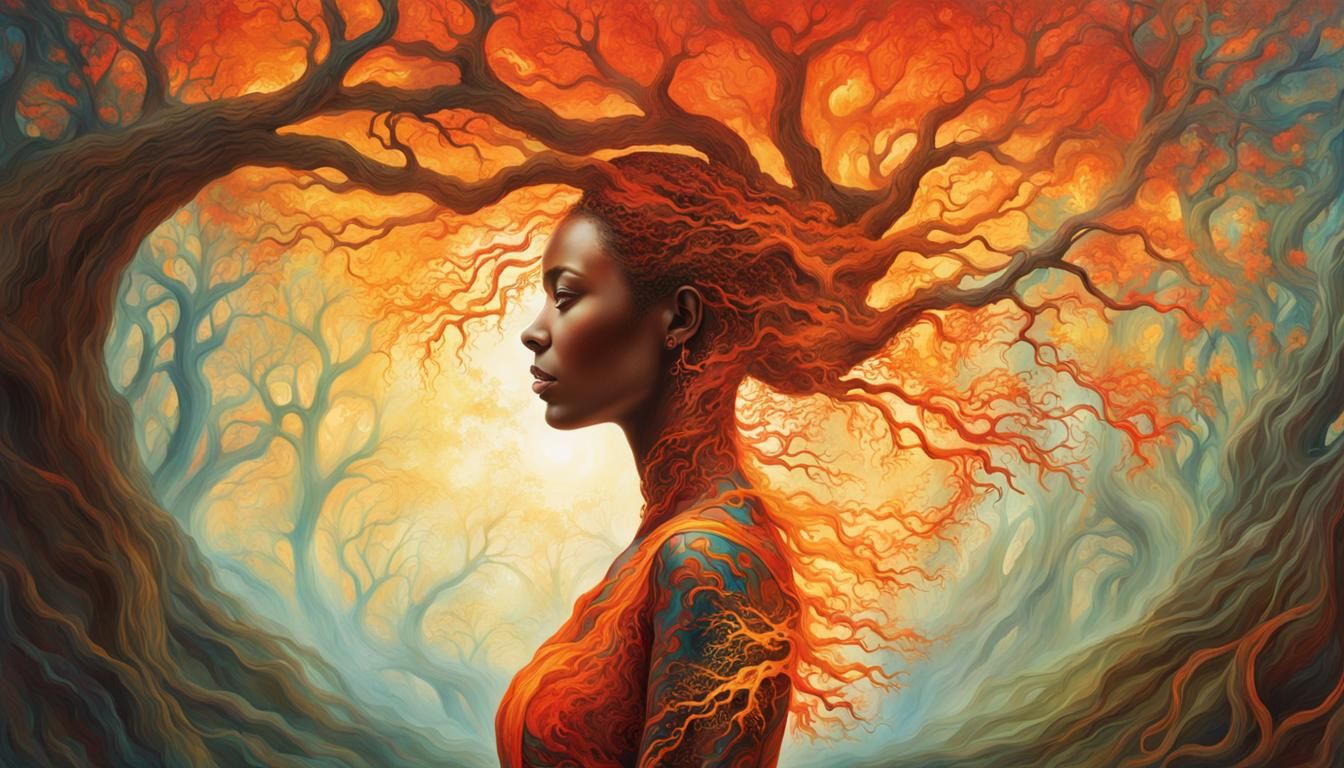 woman with a tree - AI Generated Artwork - NightCafe Creator