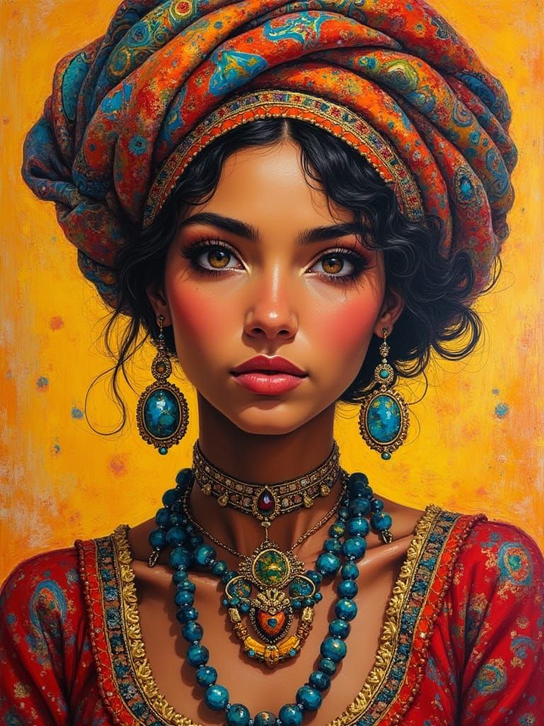Exotic North African Beauty in Vibrant Neo-Express... - AI Art