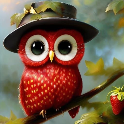 cute strawberry owl ... - AI Generated Artwork - NightCafe Creator