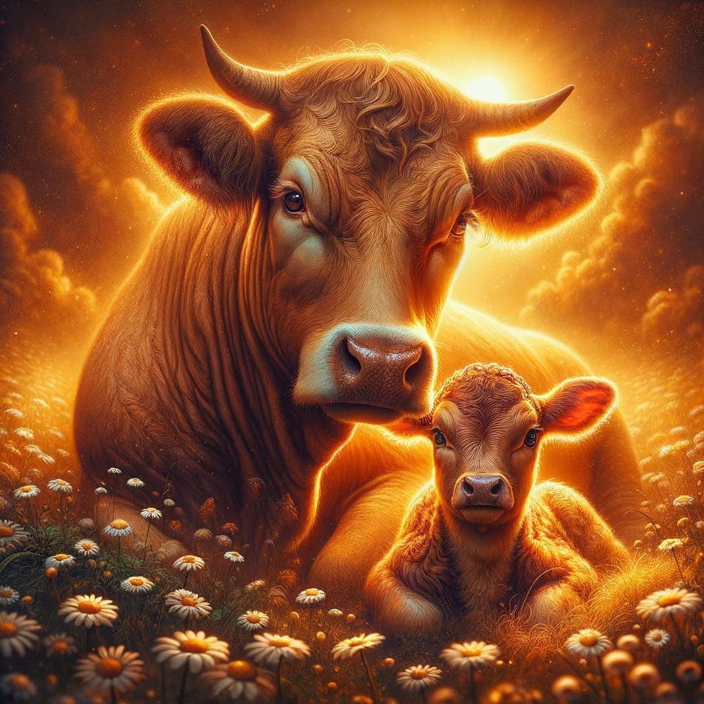 mother cow and her child - mother cow and her child