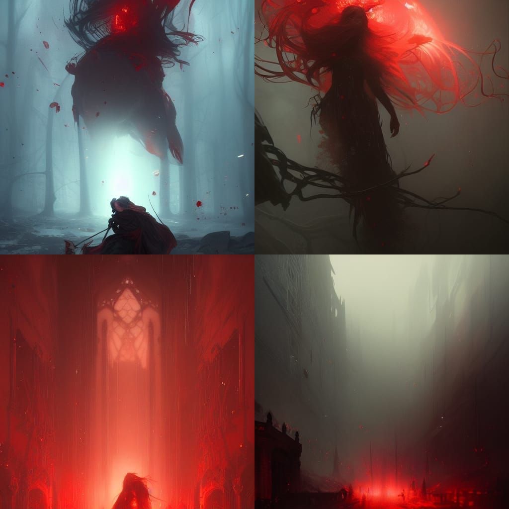 Sadness Crying Red - Ethereal Red Tears in Dark Fantasy