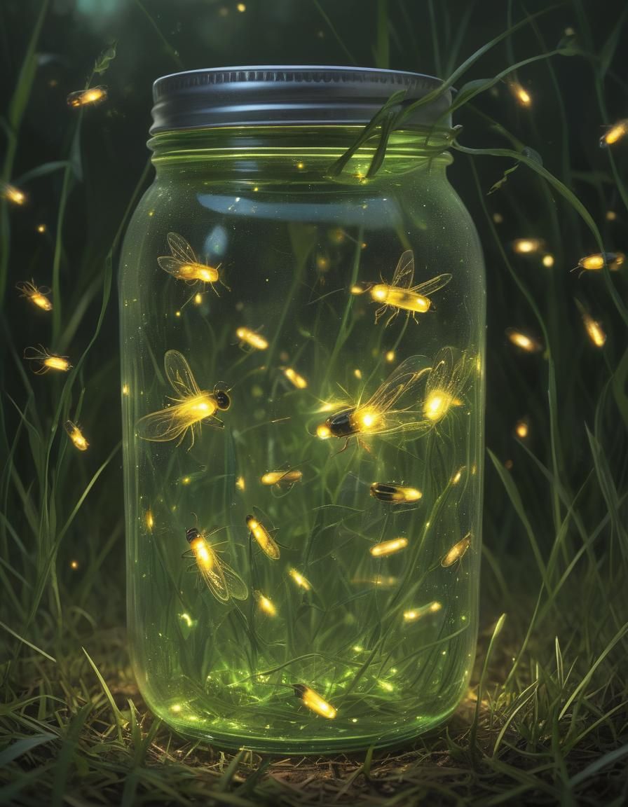 Jar of Fireflies - Hyper Realistic Fireflies in a Canning J...