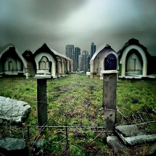 Photo of an abandoned moody infinite graveyard in the style of Iwan ...