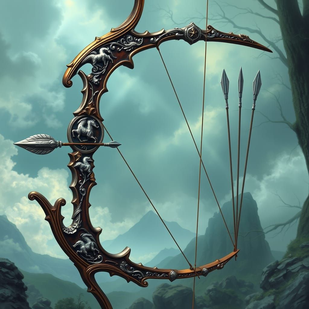 Ethereal Elven Archery: A Shining Composite Bow - AI Art