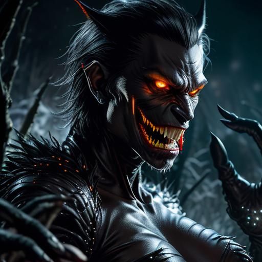 A glowing vampire-werewolf-wraith hybrid, in a liquid sinister ...