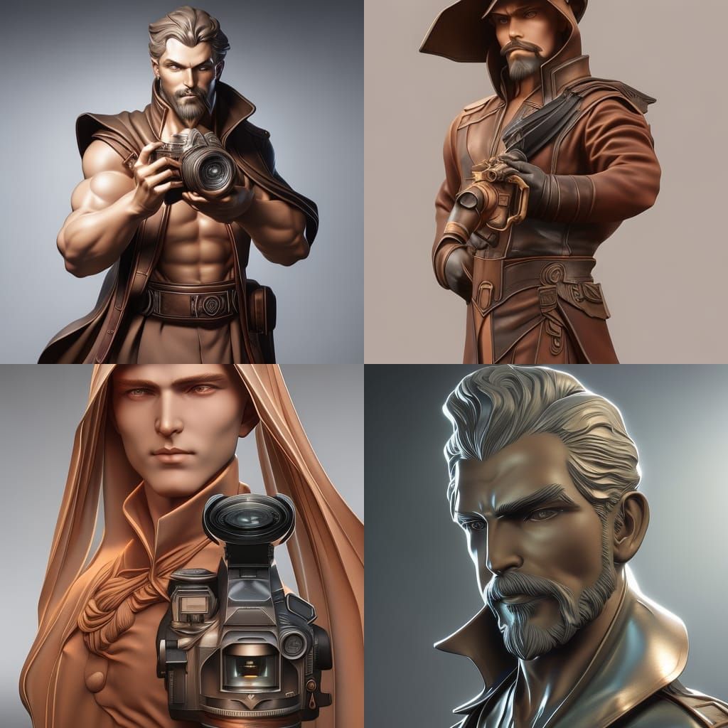 A man and the camera figure holding a camera in his hand - AI Generated ...